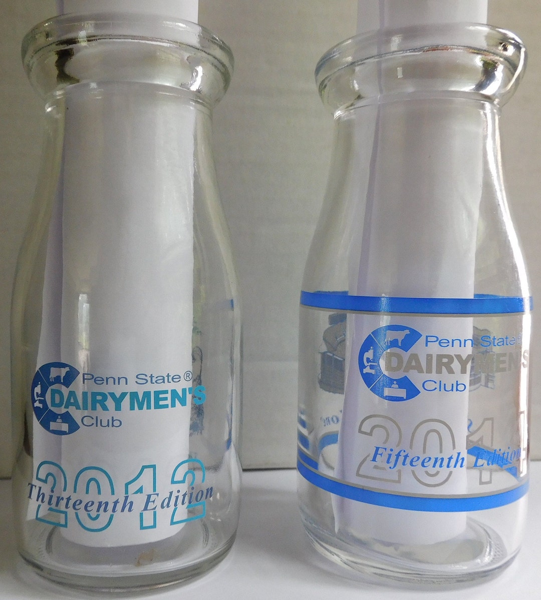 Penn State Dairymen's Club Two Round Half Pint Milk Bottles - Etsy