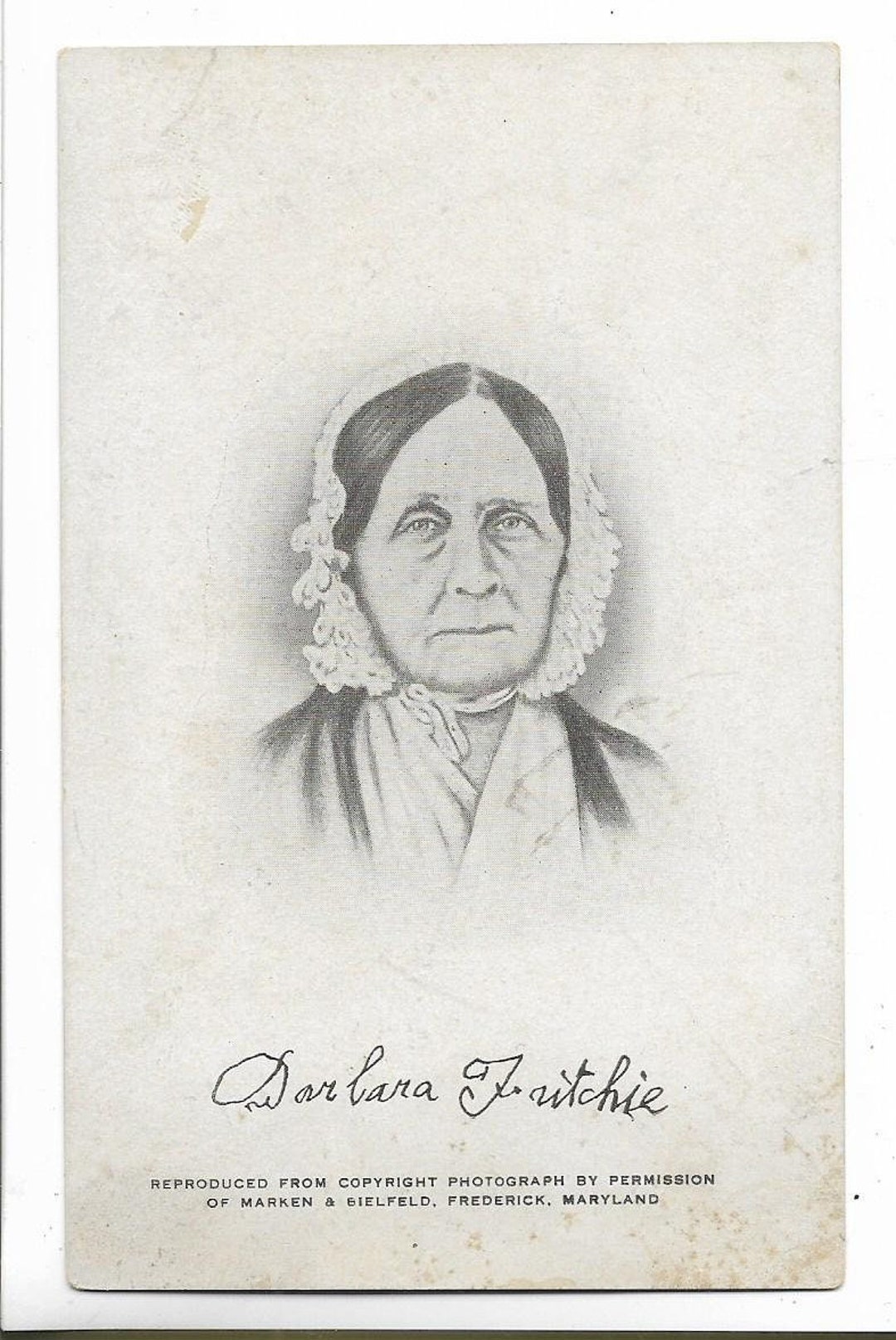 Barbara Fritchie Uncommon 1910s Portrait Postcard With Facsimile ...