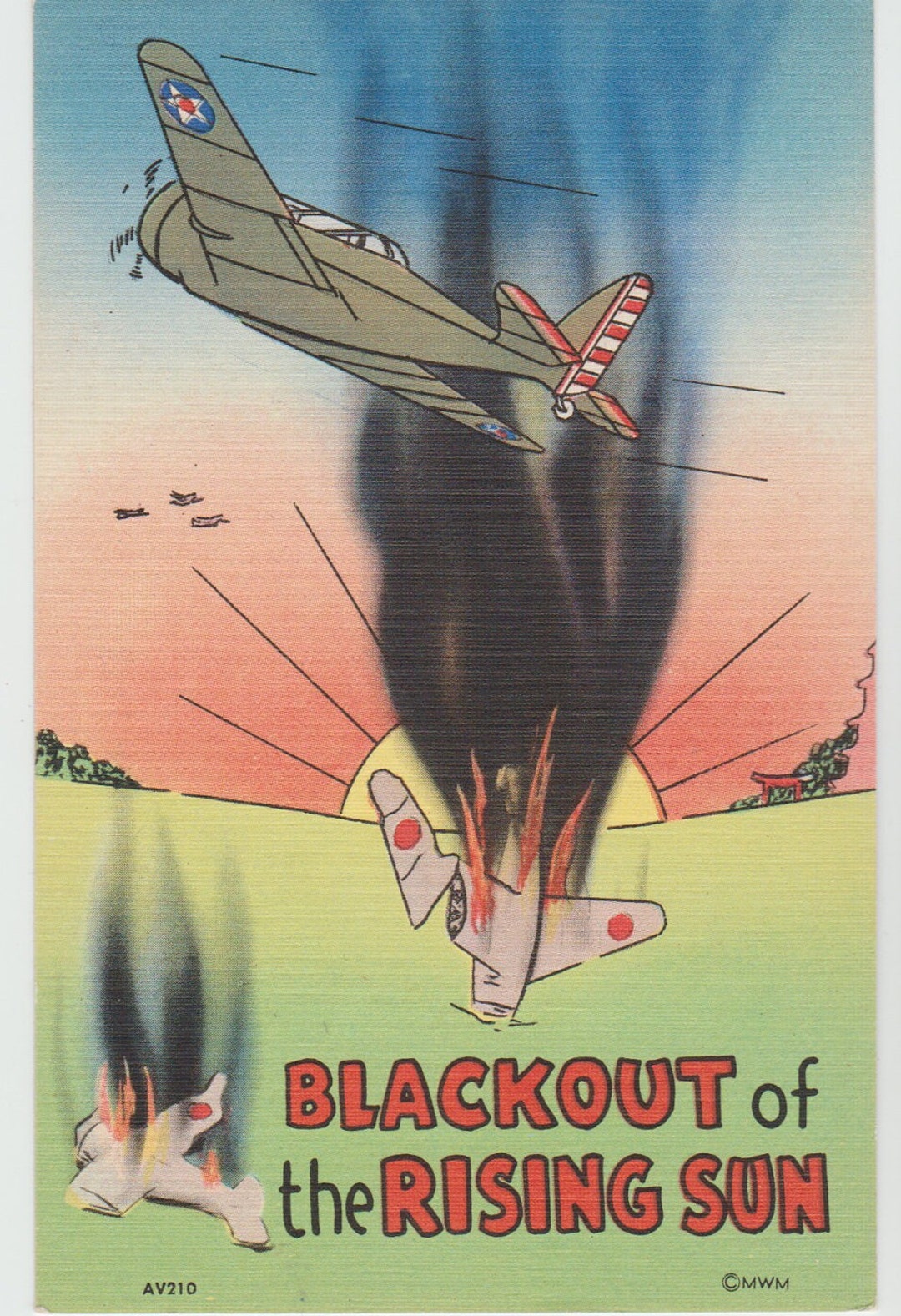 World War Two Anti Japan Shot Down Zero Plane Propaganda Postcard - Etsy