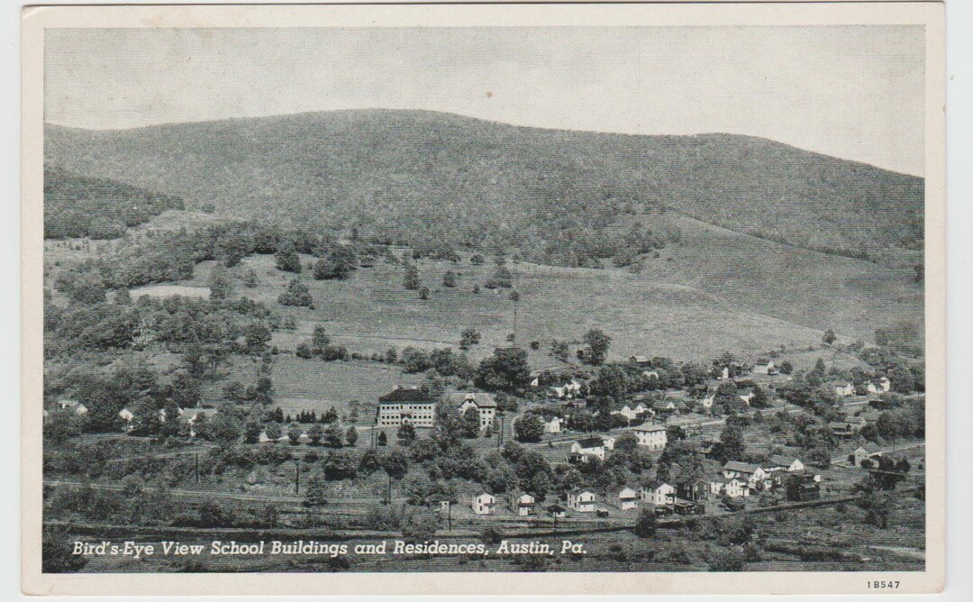 Austin Pa Bird's Eye View School Buildings and Residences SCARCE ...