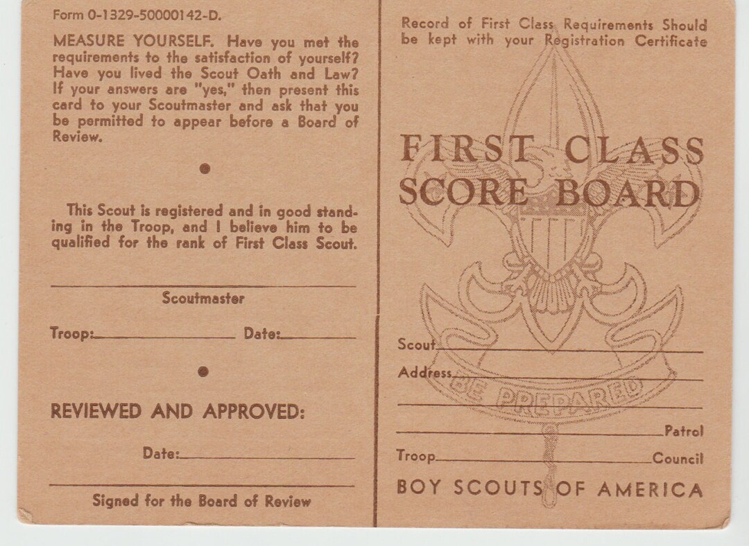 1942 Boy Scouts First Class Score Card - Etsy