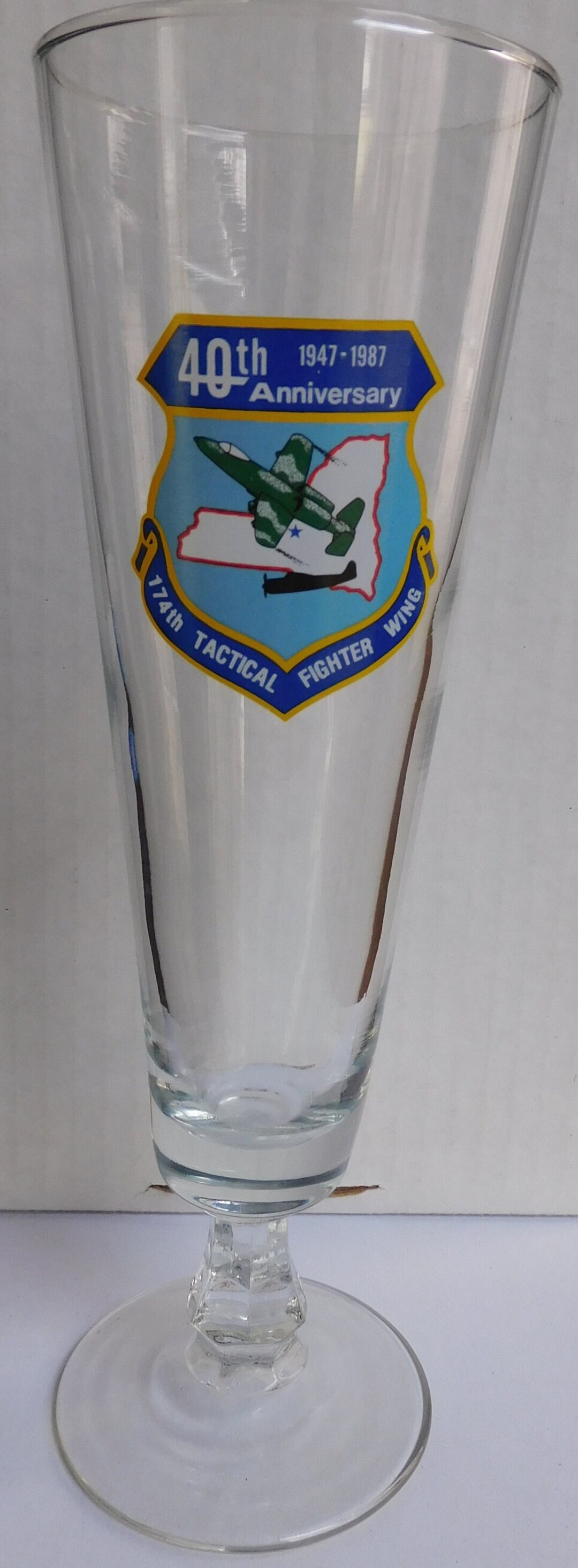 UNCOMMON 1987 40th Anniversary 174th Tactical Fighter Wing Tall Glass ...