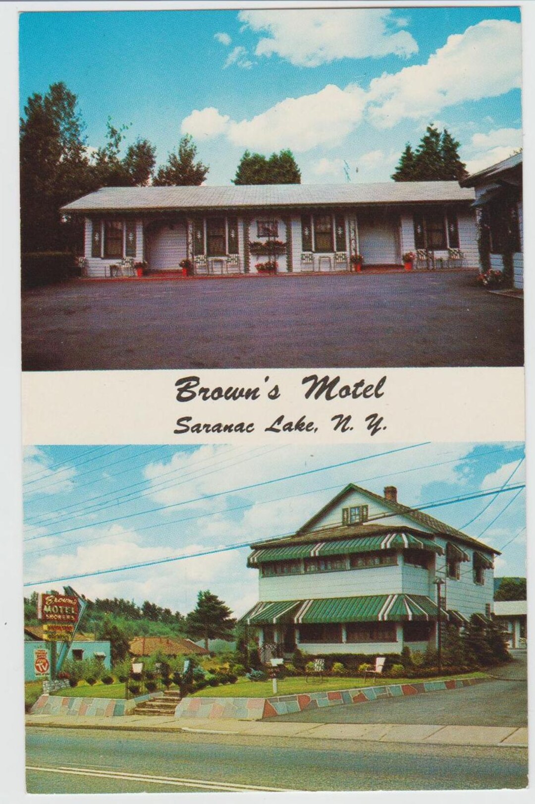 Brown's Motel Saranac Lake NY 1960s Split View Postcard - Etsy