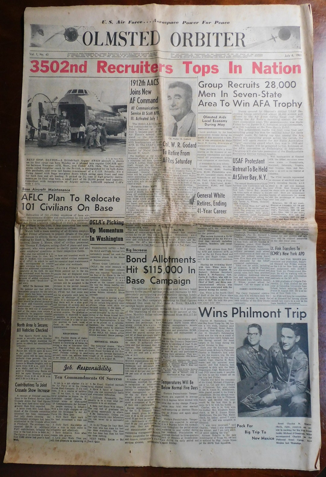 Archive of Thirteen Newsletter Newspapers Olmstead Air Force Base ...