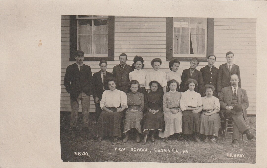 High School With Students Estella Pa RPPC Postcard Circa 1908 - Etsy