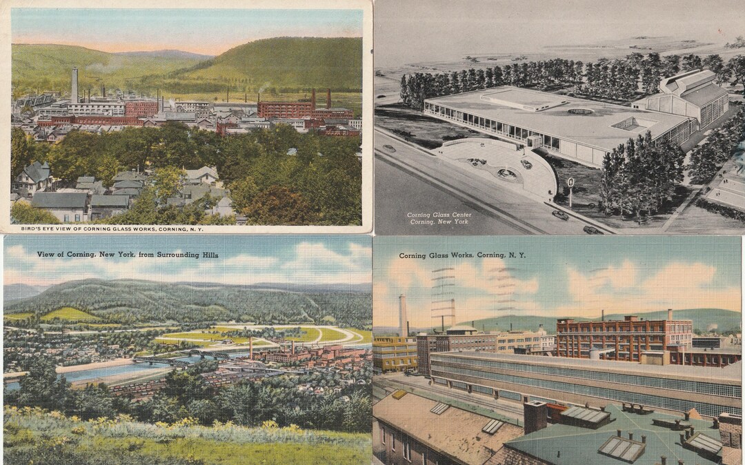 Corning Glass Works and Glass Center Corning New York Four Vintage ...