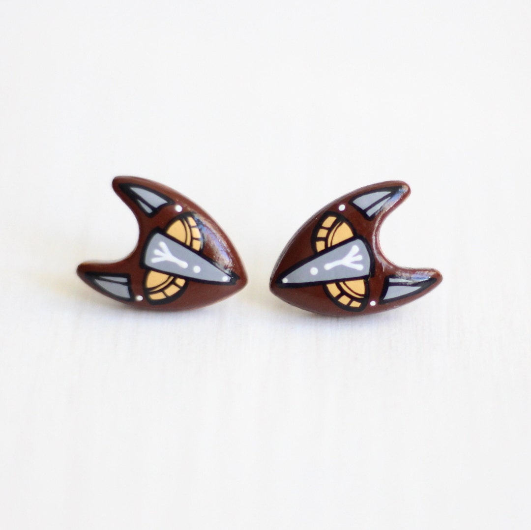Celtic Wolf Head Stud Earrings. Wooden Hand-painted Fox Jewelry. Algiz ...