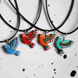 Colorful Bird Pendant Made of Wood. Tiny Bright Tropical Bird Pendants ...