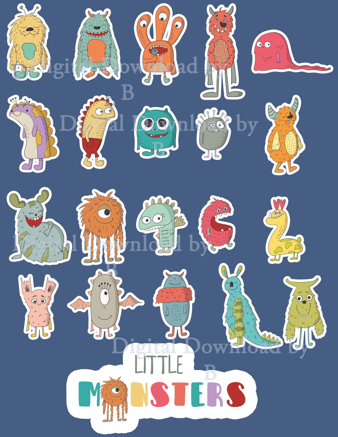 Little Monsters Stickers Printable | Cute Monster Sticker Pack | Kids ...