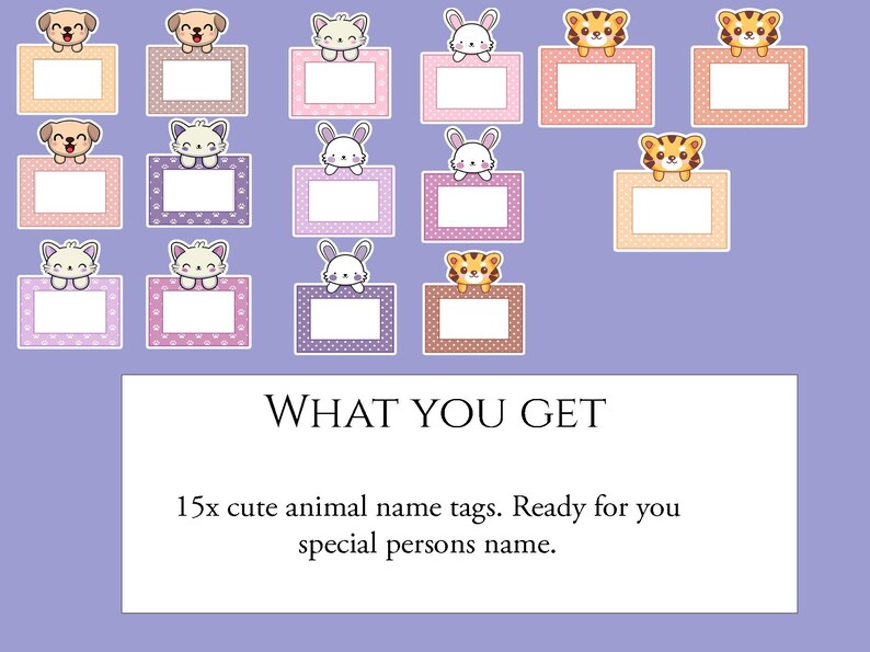 Animal Name Tag Stickers – Kids Printable Labels (PDF & PNG) - Etsy
