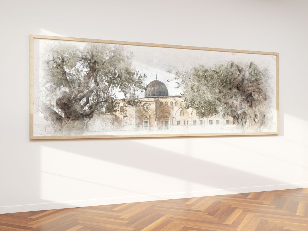 Limited Edition Palestine Wall Art: Al-aqsa Mosque With Olive Trees - Etsy