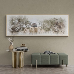 Limited Edition Palestine Wall Art: Al-aqsa Mosque With Olive Trees - Etsy