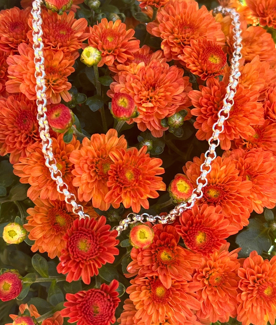 Vintage, Sterling Silver, Chain Link Necklace, Etched Design Link, 24 ...