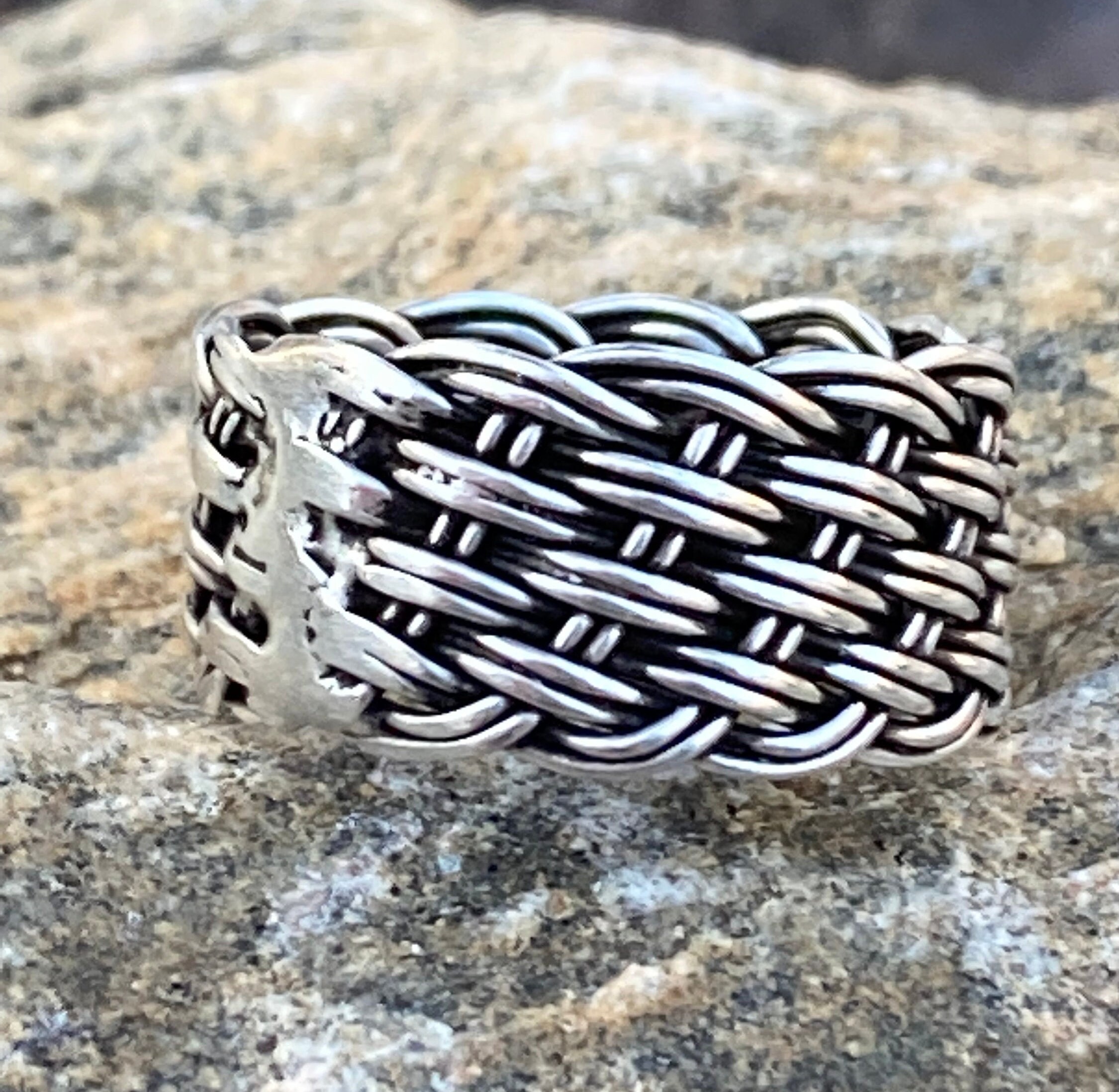 Vintage Sterling Silver Basket Weave Ring Size 6 3.7 Grams - Etsy