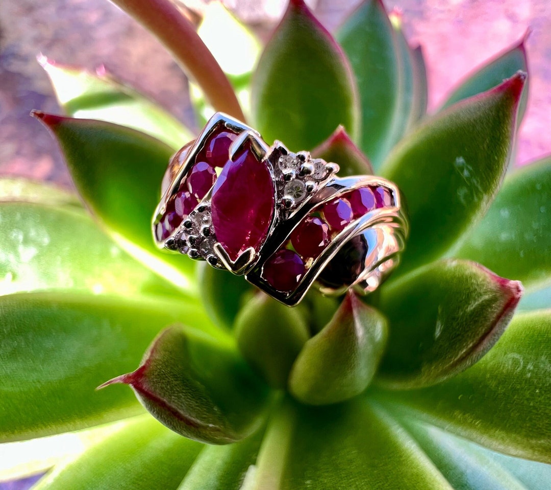 Vintage, 10K Gold, Yellow Gold, Ruby Ring With Diamonds, Size 7, 2.5 ...