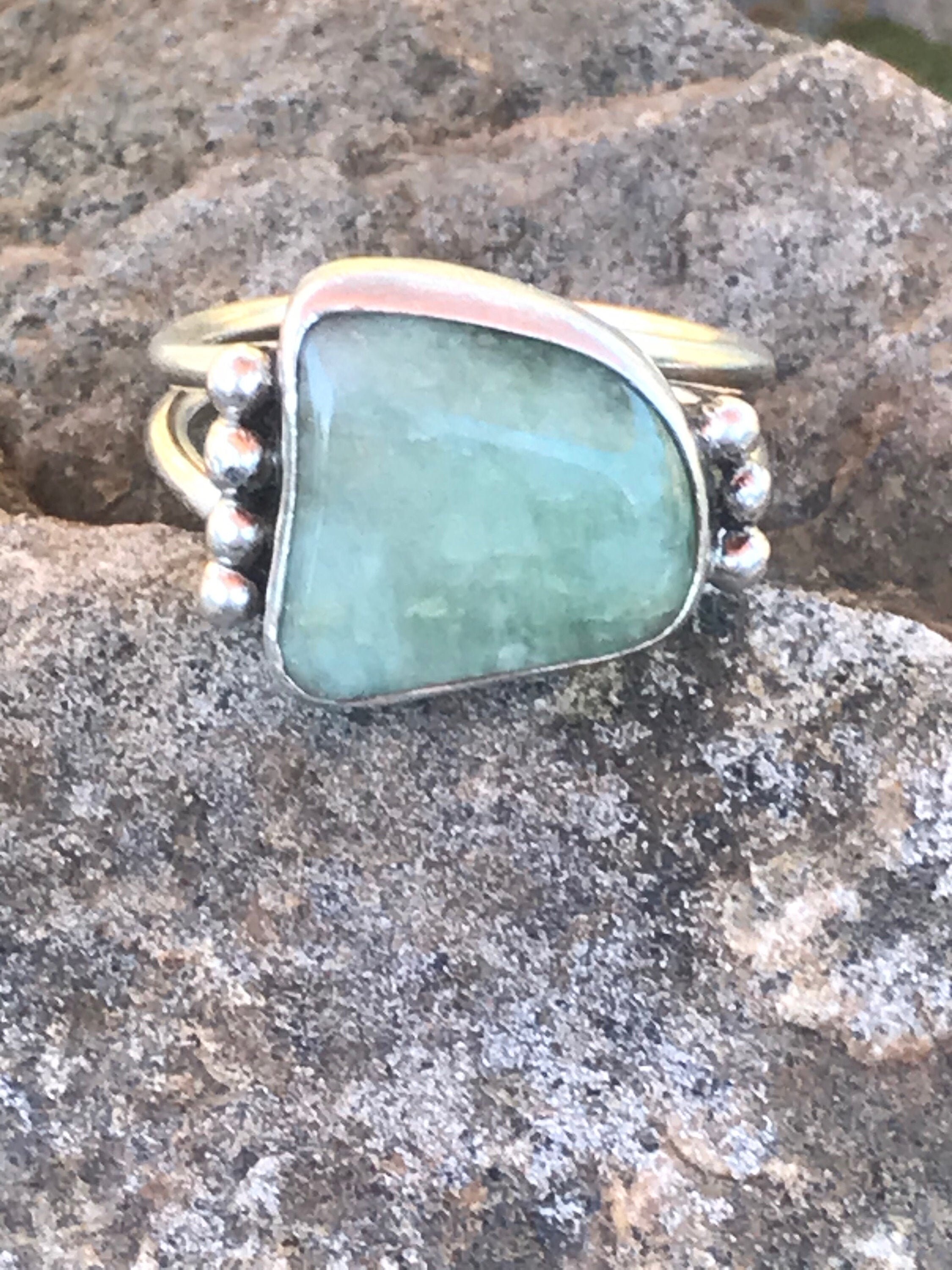 Vintage Sterling Silver Native American Green Stone Ring | Etsy