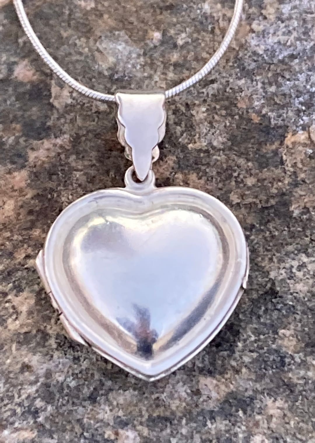 Vintage, Sterling Silver, Heart Locket Pendant Necklace, 17
