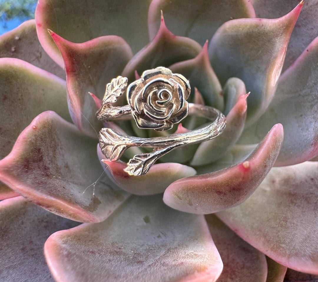 Vintage Sterling Silver Rose Ring - Adjustable Floral Jewelry - Etsy