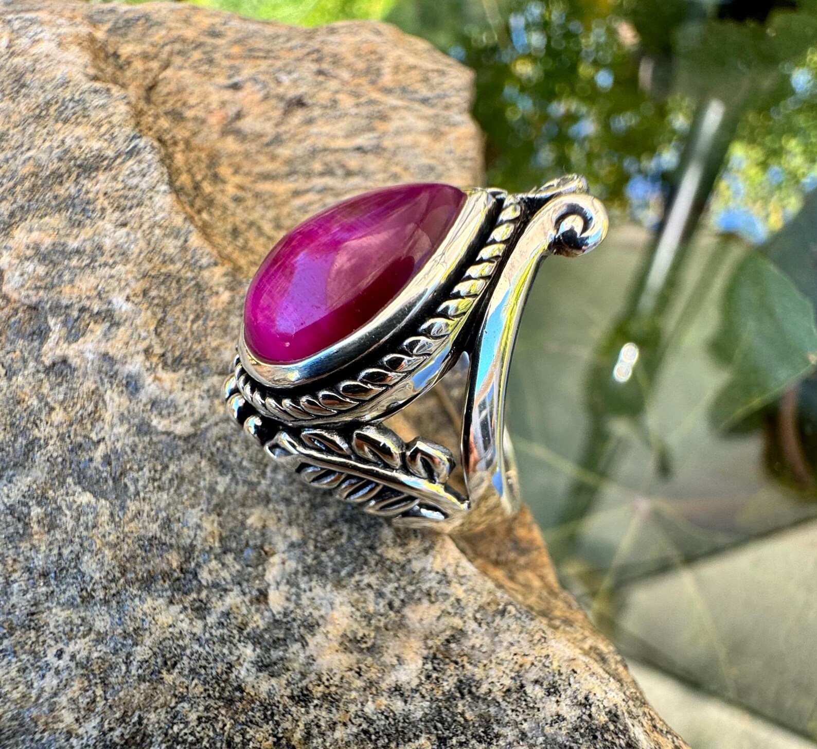 Vintage, Sterling Silver, Pink Ring, Bbj, Size 6 1/2, 6.25 Grams - Etsy