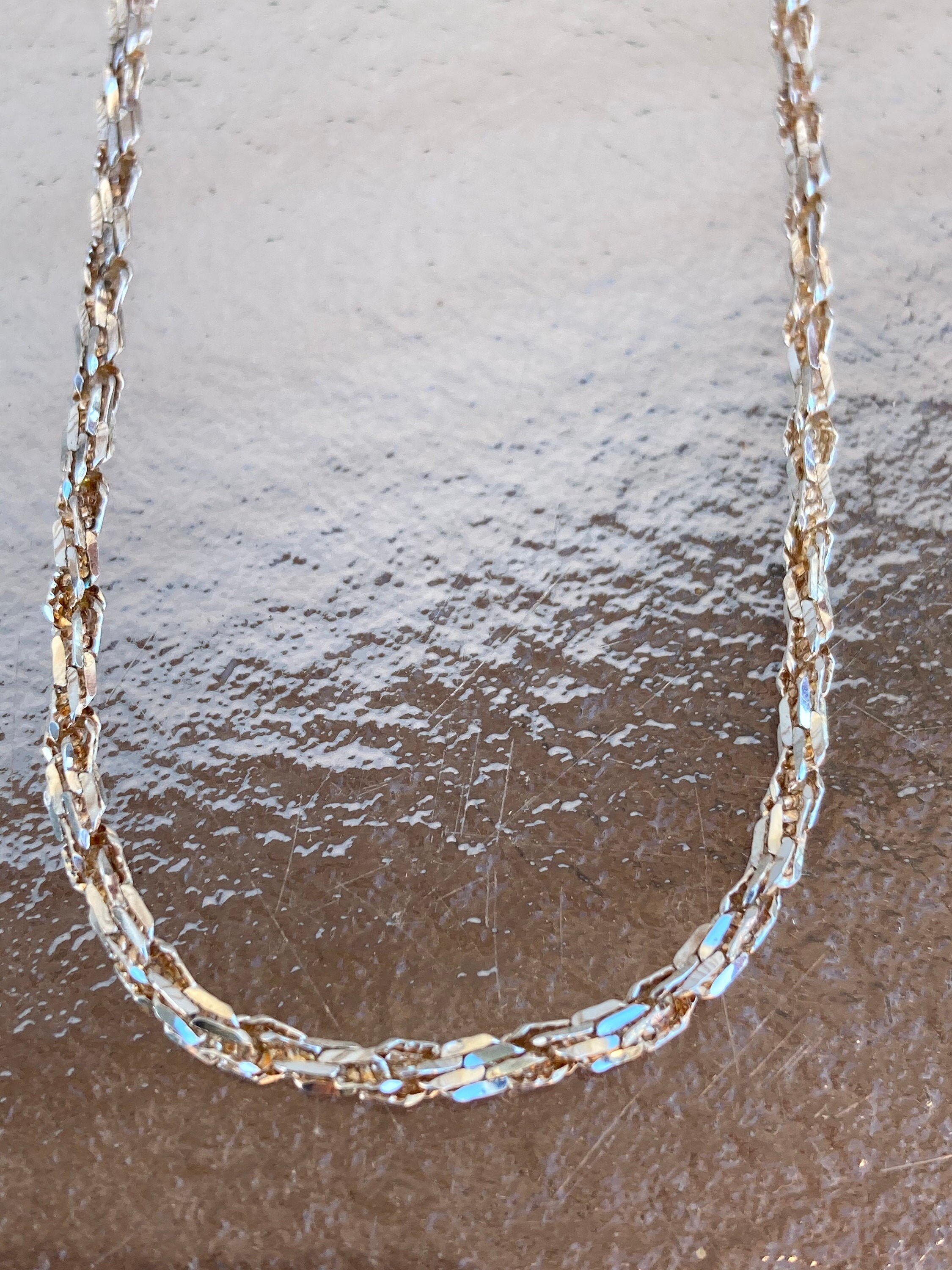 Vintage Sterling Silver Chain Link Necklace 17 Long | Etsy