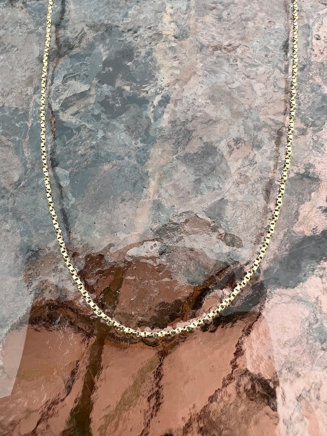 Vintage 14K Yellow Gold Twisted Box Chain Necklace (24 Inch) - Etsy