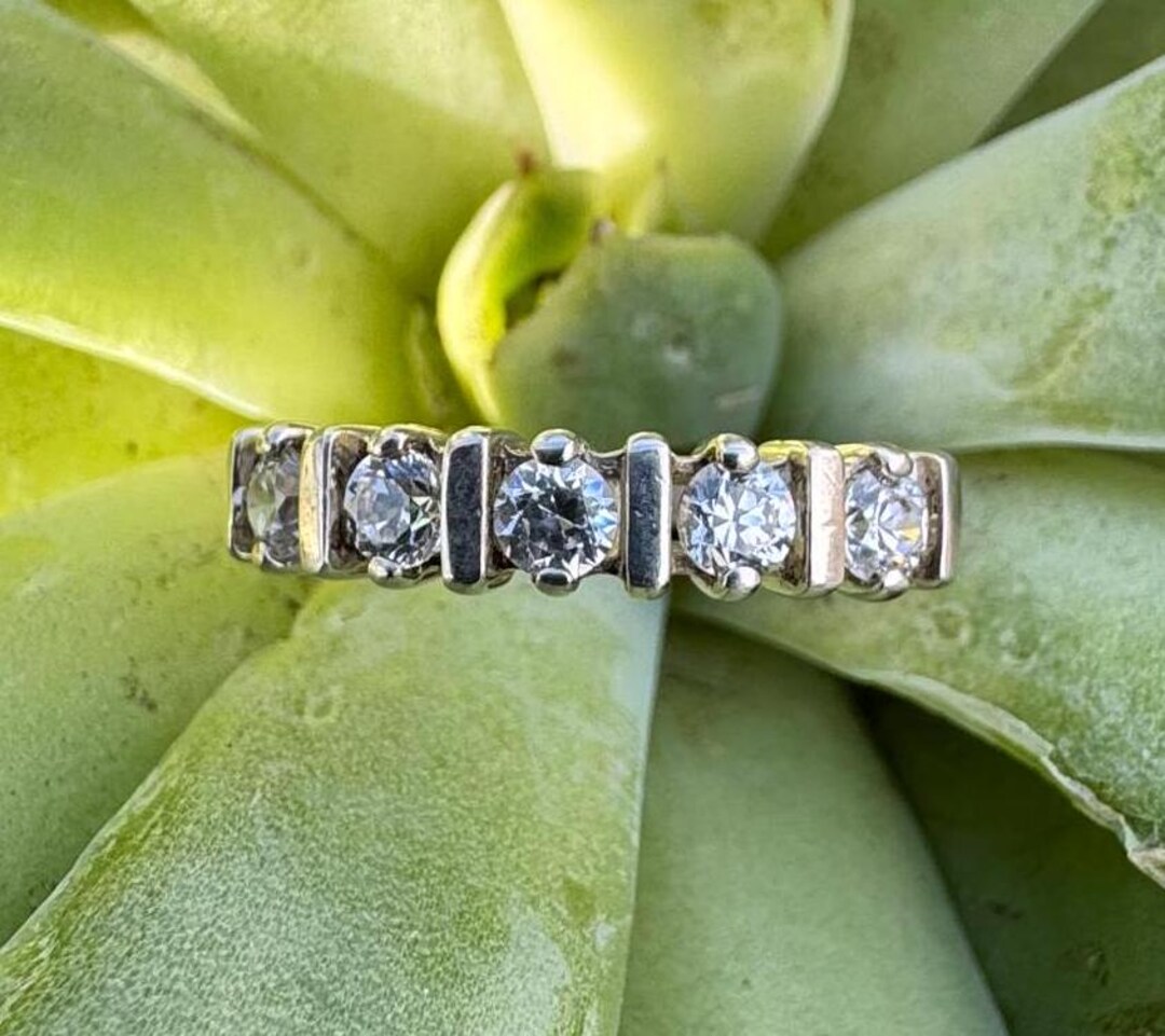 Vintage, Sterling Silver, 925 Cubic Zirconia Band, JED, Ring Size 4 3/4 ...