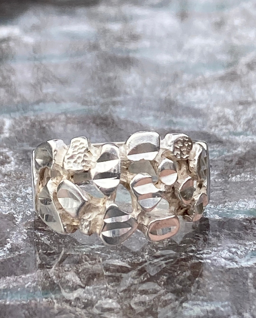 Vintage, Sterling Silver, Nugget Ring, Size 7 1/2, 5.6 Grams - Etsy