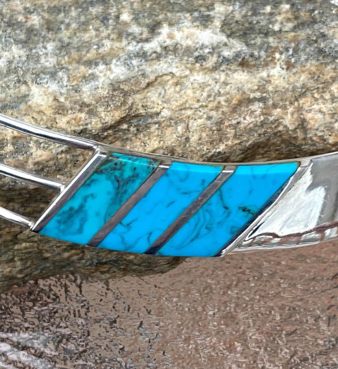 Vintage Sterling Silver Turquoise Collar Necklace Flexible - Etsy