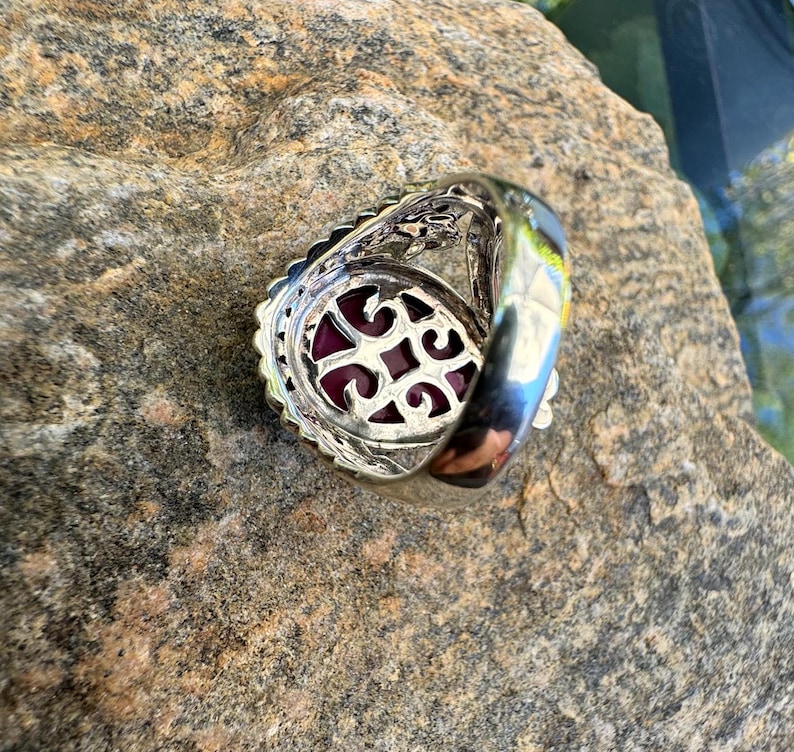 Vintage, Sterling Silver, Pink Ring, Bbj, Size 6 1/2, 6.25 Grams - Etsy