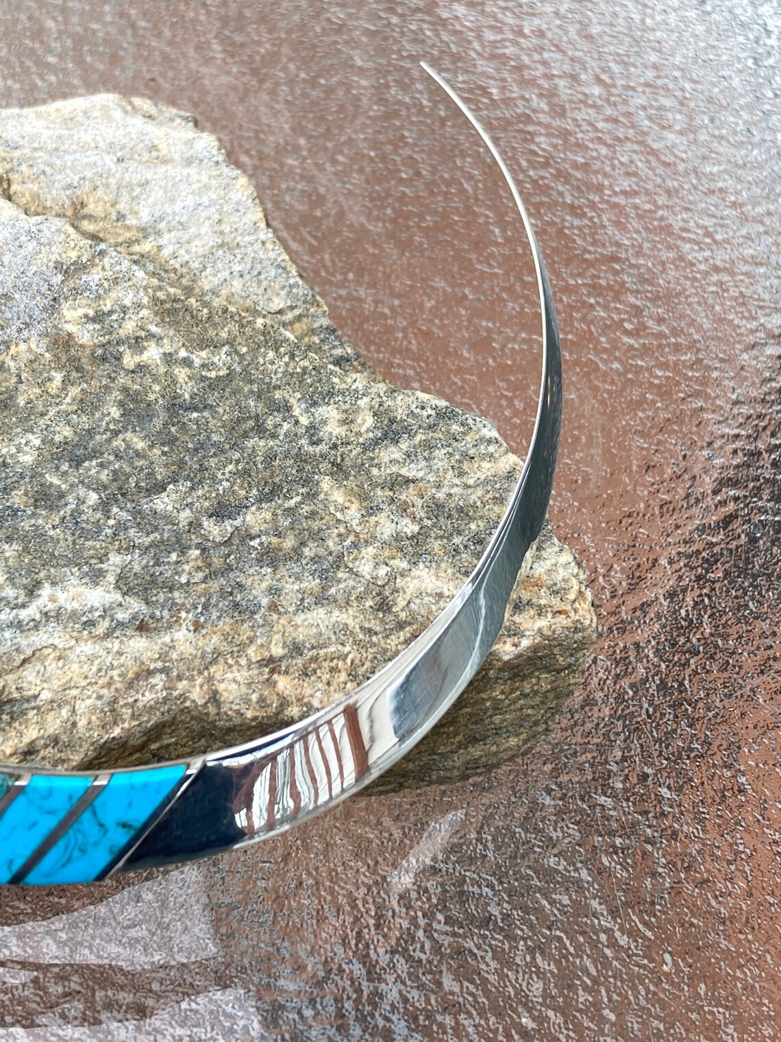 Vintage Sterling Silver Turquoise Collar Necklace Flexible - Etsy