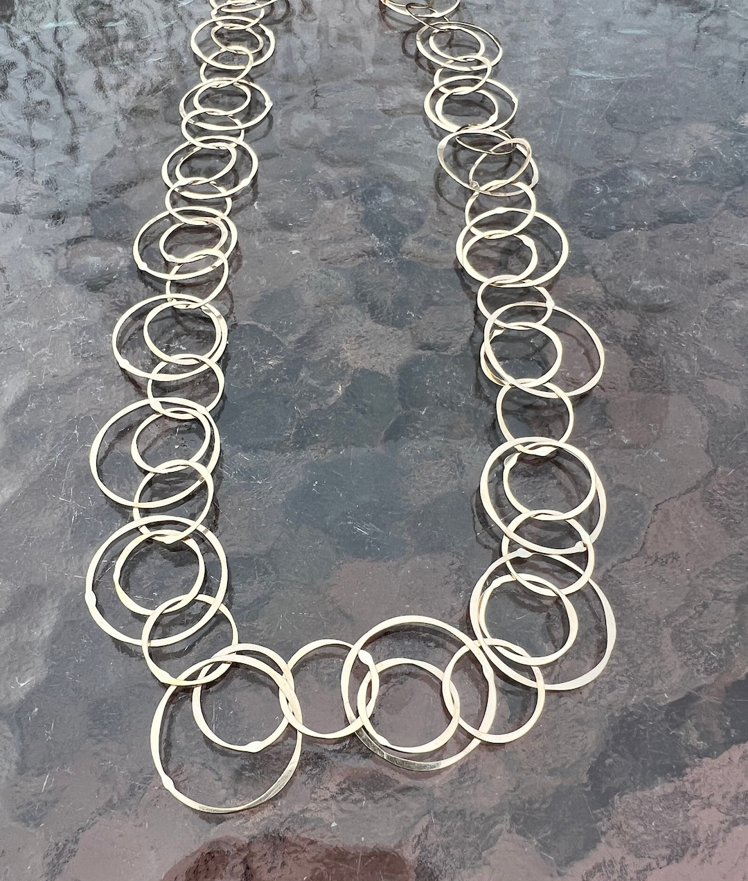 Vintage, 14K Gold, 585 Circle Chain Link Necklace, Yellow Gold, 24 ...