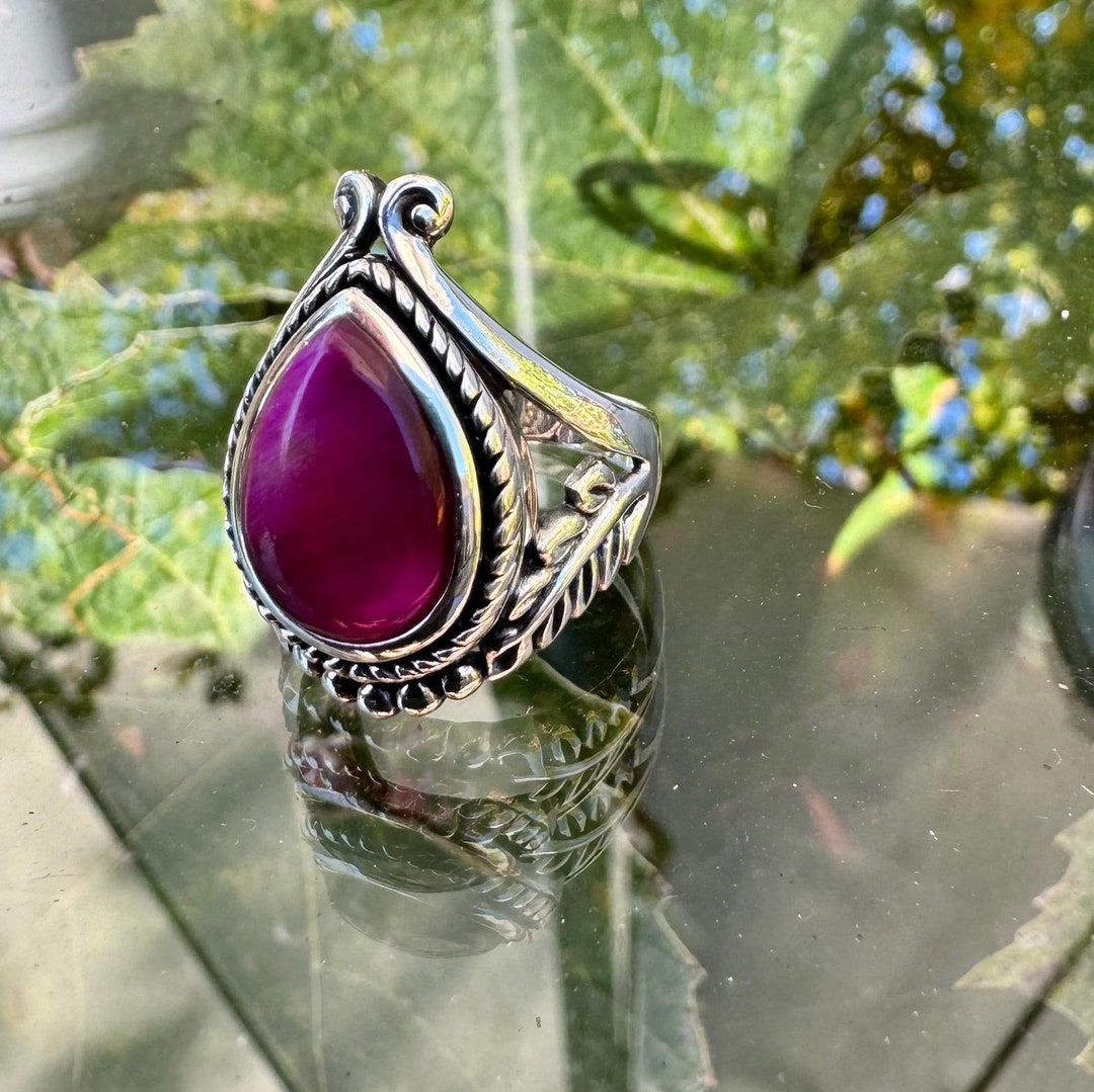 Vintage, Sterling Silver, Pink Ring, Bbj, Size 6 1/2, 6.25 Grams - Etsy