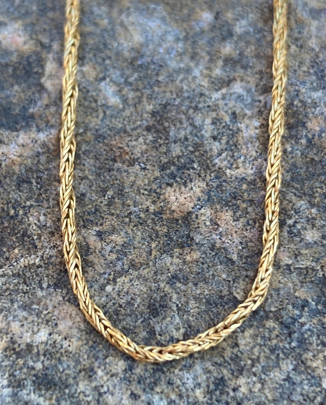 Vintage, 14K Yellow Gold, Italian Rope Chain Link Necklace, 24.5", 1mm ...