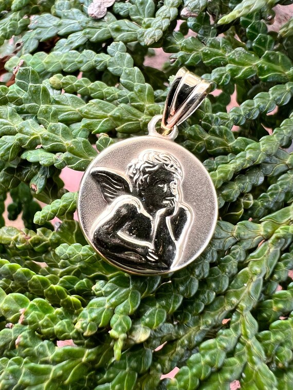 Vintage Tiny Gold Guardian Angel Pin, Holding A Tiny … - Gem