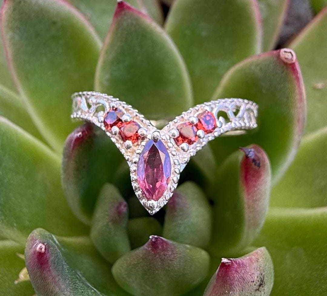 Vintage, Sterling Silver, 925 Ruby and Garnet Ring, Size 10, 2.5 Grams ...