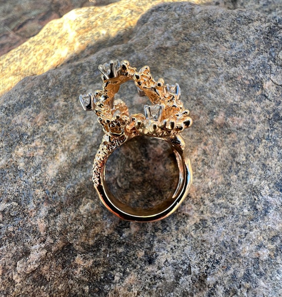 Vintage, 14K Gold, Diamond Brutalist Ring, Ring Size … - Gem