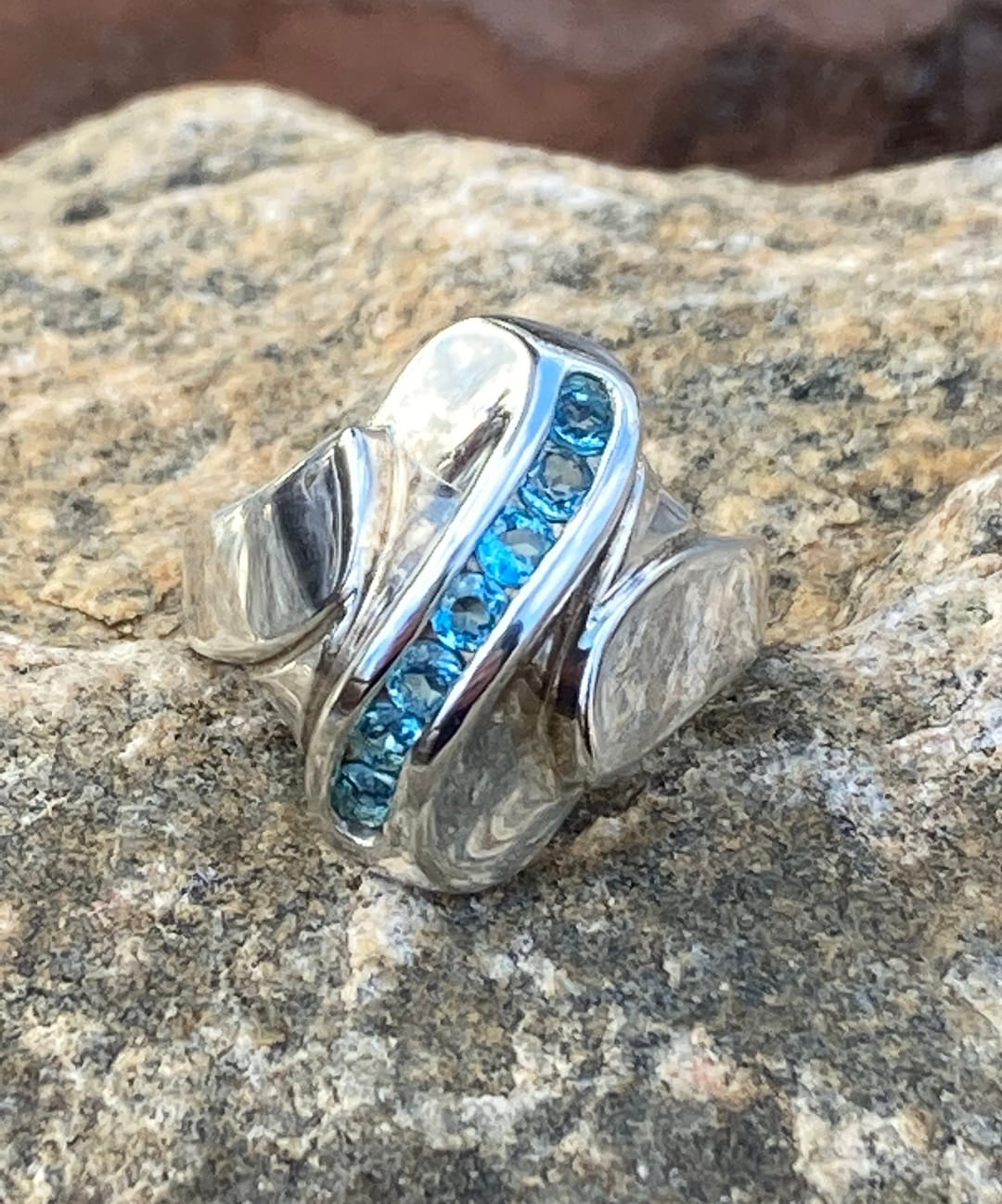 Vintage, Sterling Silver, With Blue Stones, Ring, Size 6, 6 Grams - Etsy