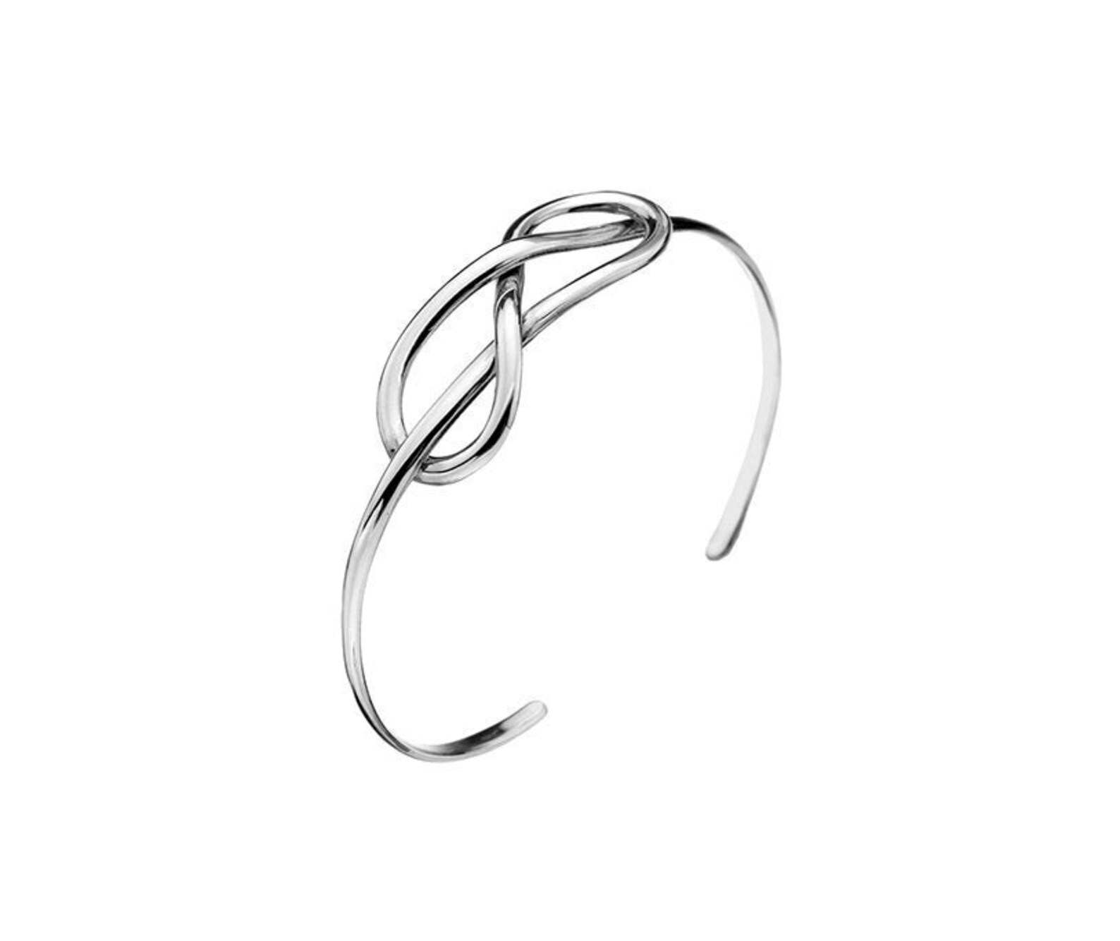 Handmade Figure of Eight Silver Cuff Bangle - Solid Sterling Silver ...
