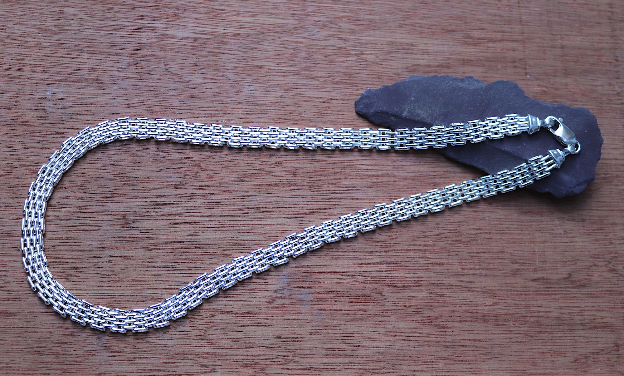 Block Chain Necklace Handmade Solid Sterling Silver Best | Etsy