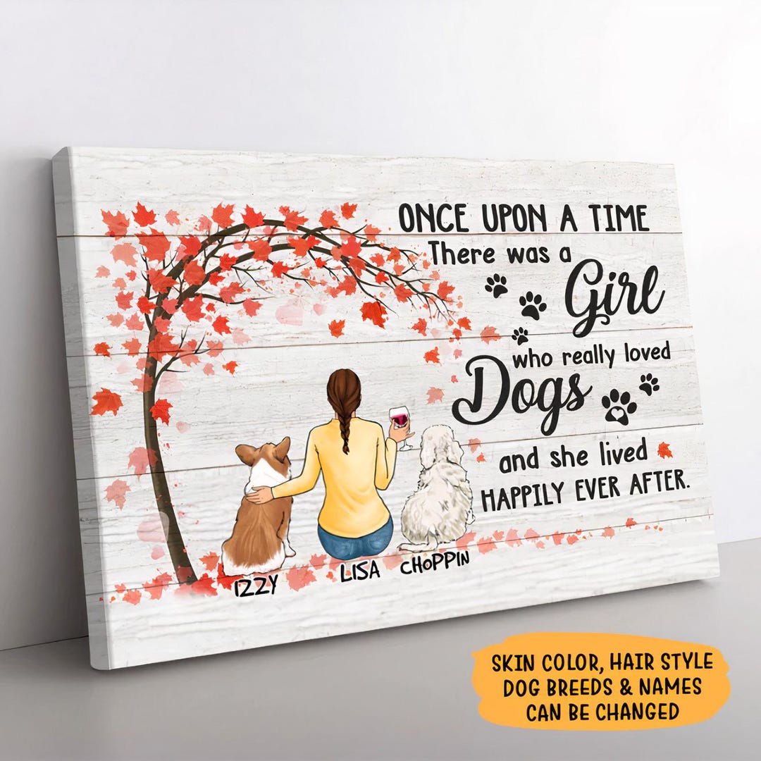 Back View Portrait Canvas, Once Upon A Time, Backside Dog Portrait, Pet ...