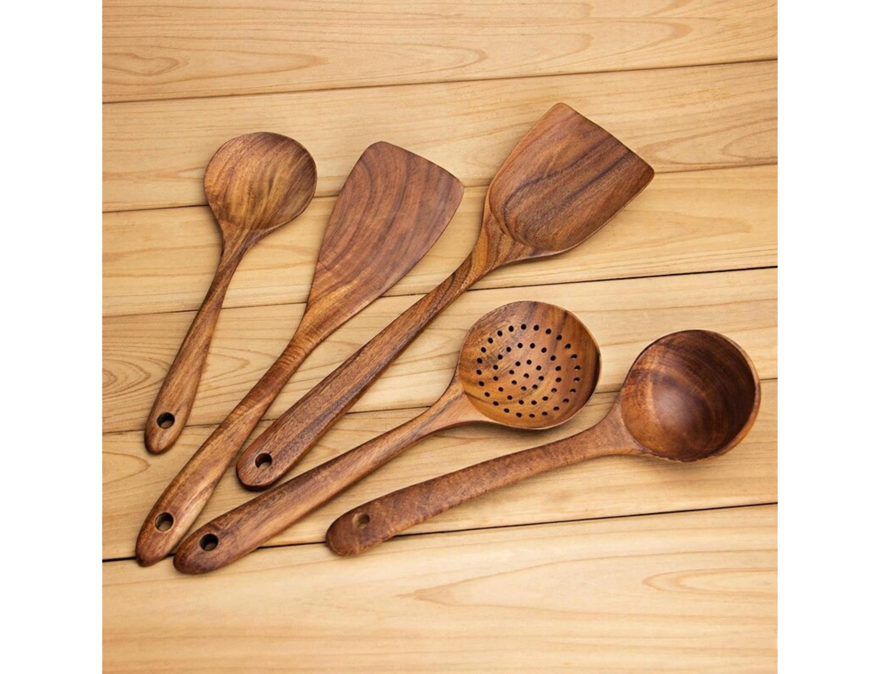 Cucharas de madera de 5 piezas cucharas de madera para | Etsy