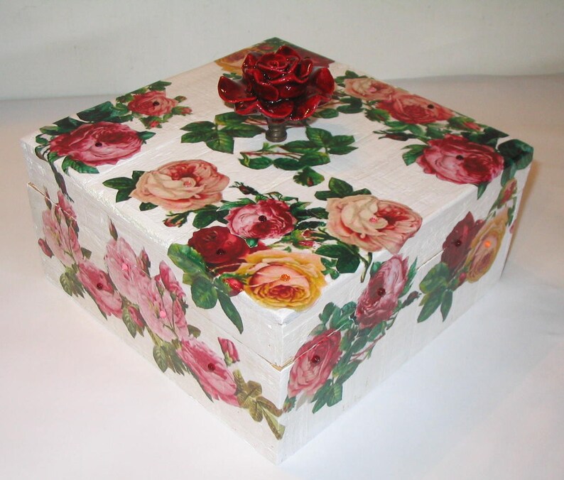 Shabby Chic French Country Roses Decoupage Wooden Storage | Etsy