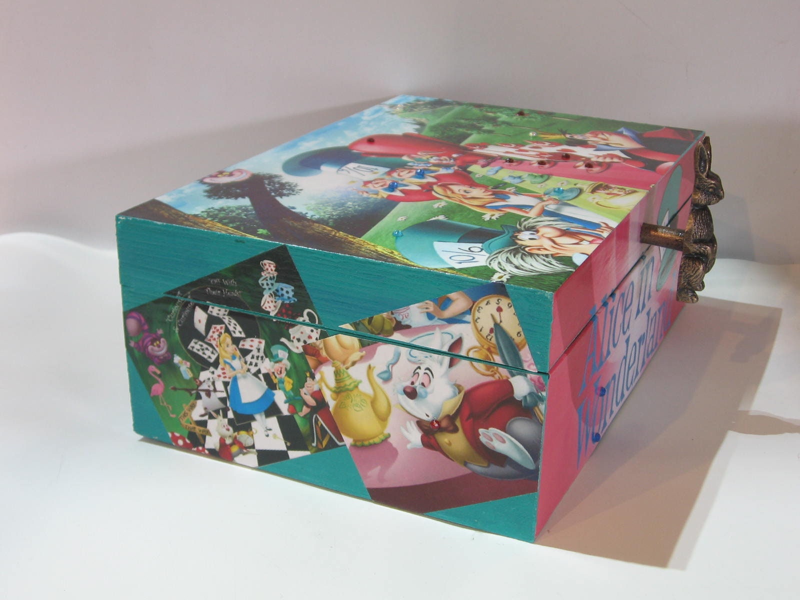 Alice in Wonderland Decoupage Wooden Storage Jewelry Box - Etsy