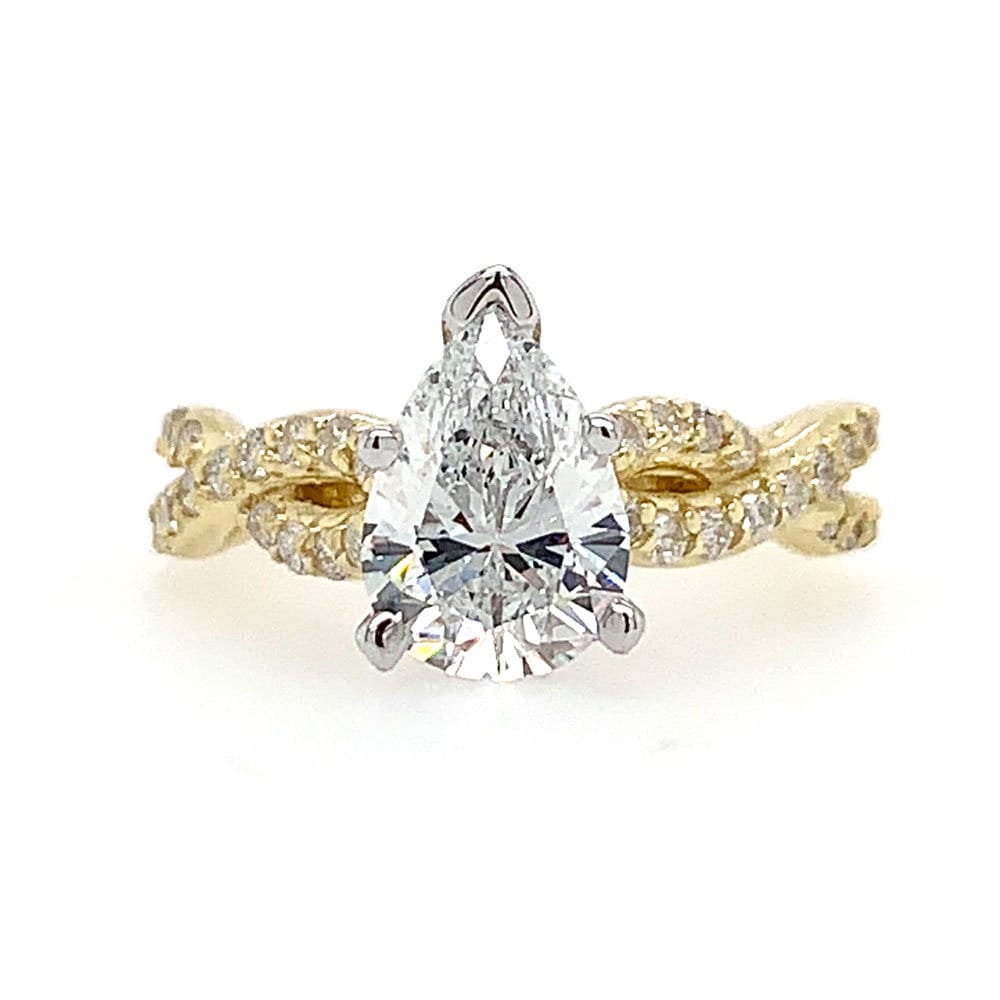 1.60 Cttw F/SI-1 Pear Shape Diamond Cross Shank Engagement Ring 14K Yellow Gold - Etsy