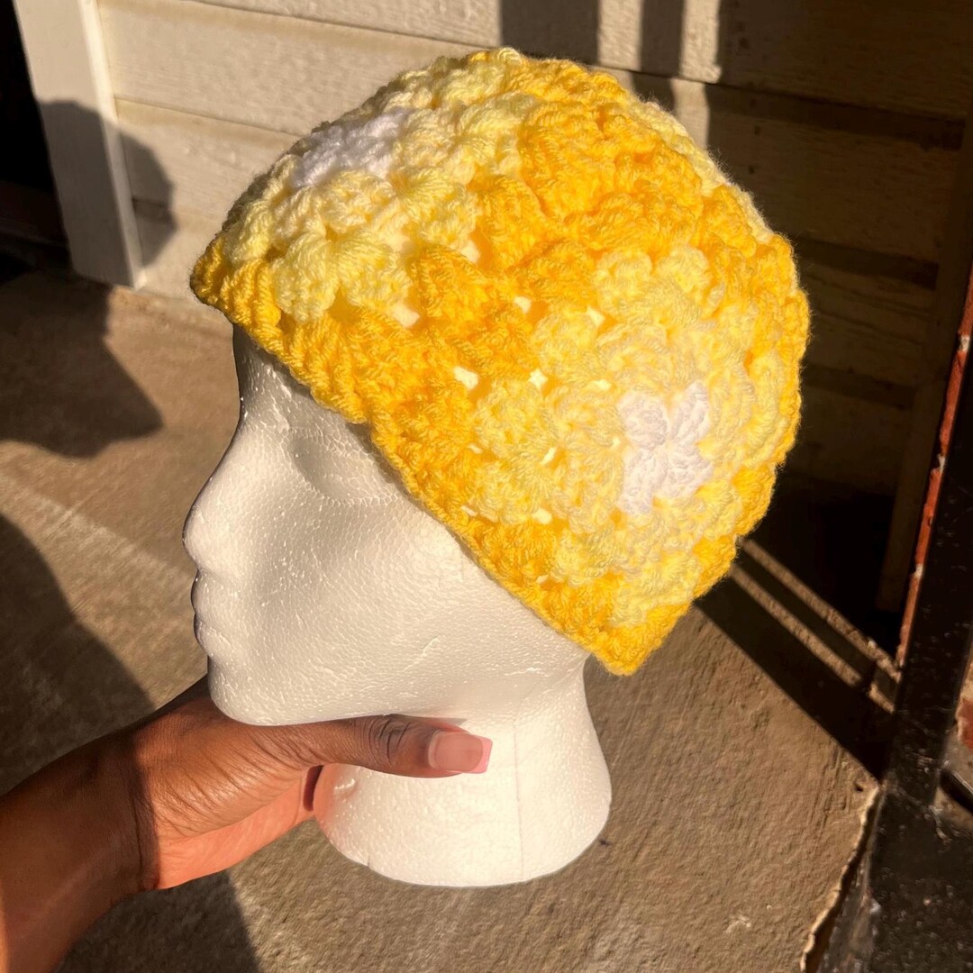 Yellow Granny Square Cap - Etsy