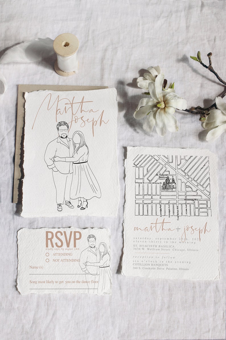 Illustrated Wedding Invitation Personalized Invitation Line - Etsy