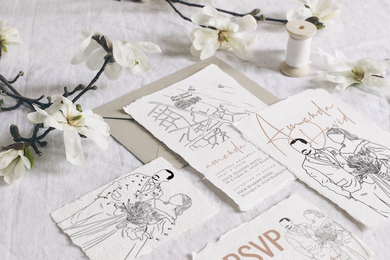 Illustrated Wedding Invitation Personalized Invitation Line - Etsy