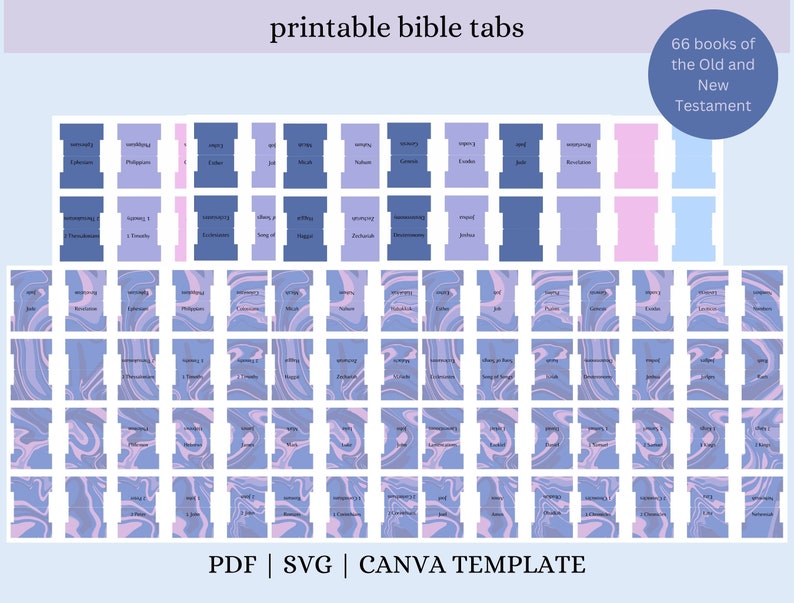 Colorful Printable Bible Tab Set Double Sided for All 66 Books ...