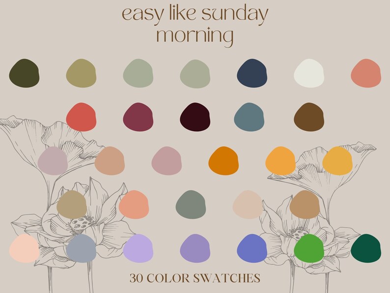 Easy Like Sunday Morning Doodles, Green Neutral Color Palette and Hex ...