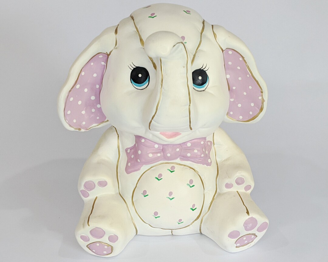 Bank: Elephant Lefton® Piggy Bank–ivory Lavender Ceramic–vintage ©1987 ...